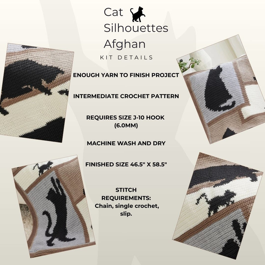 Cat Silhouettes Afghan Crochet Kit | Mary Maxim