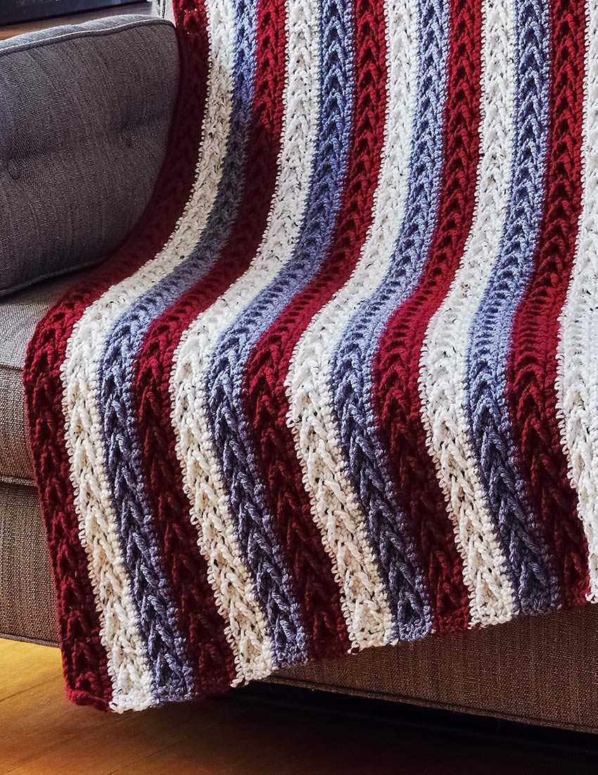 Striped Arrowhead Throw Pattern – Mary Maxim