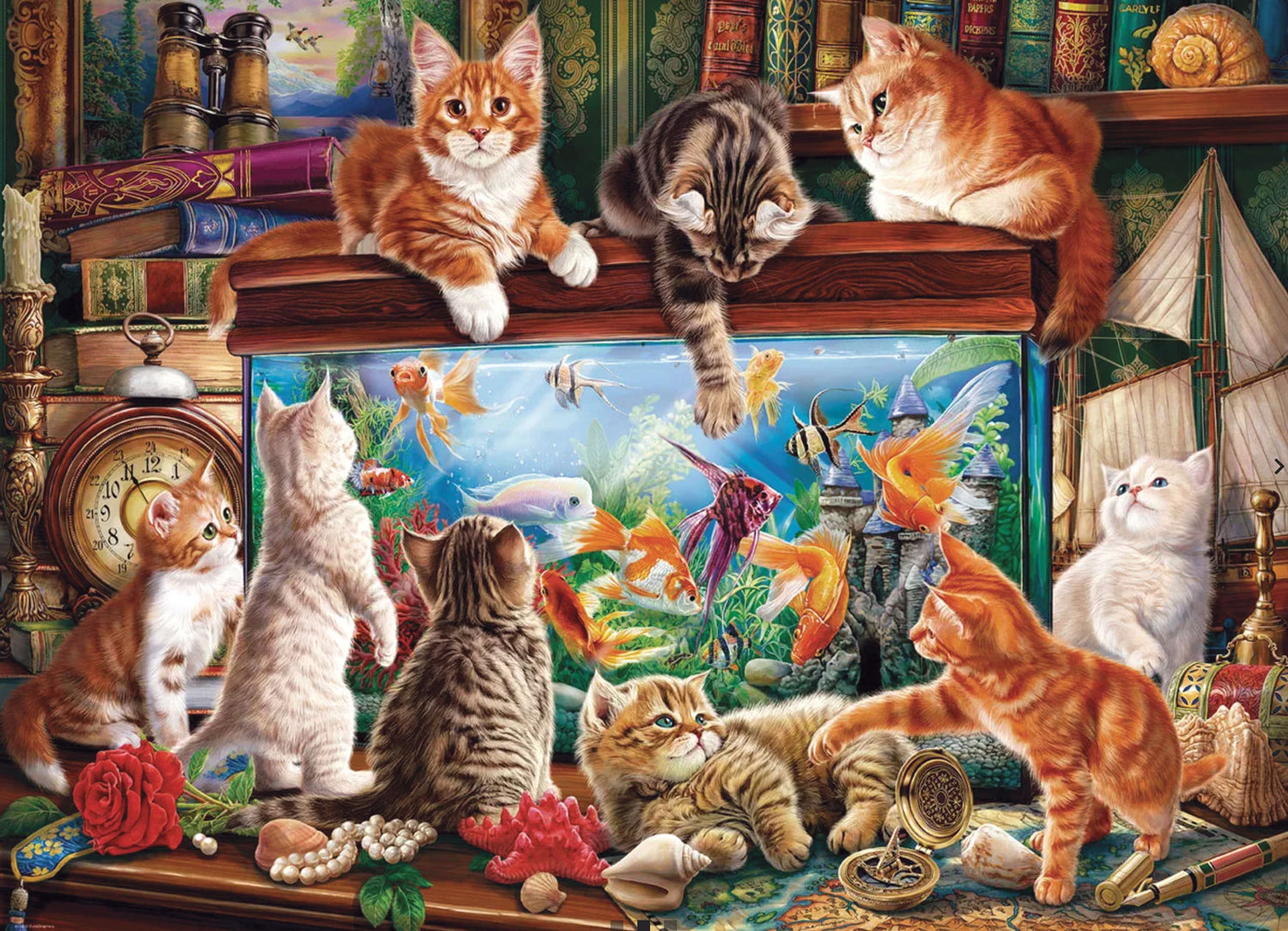 Cats by the Aquarium Jigsaw Puzzle – Mary Maxim