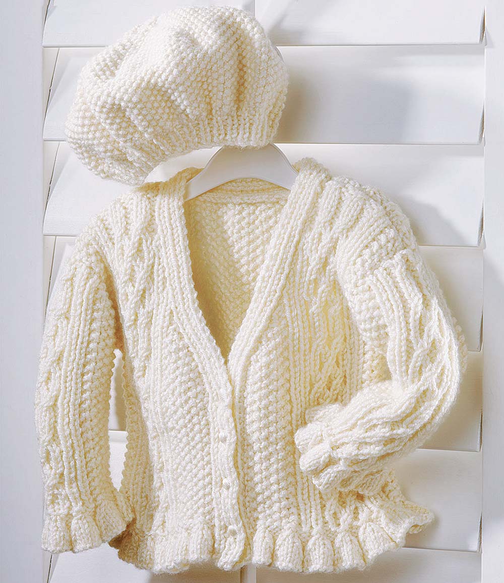 Baby Cables Cardigan and Hat Pattern – Mary Maxim