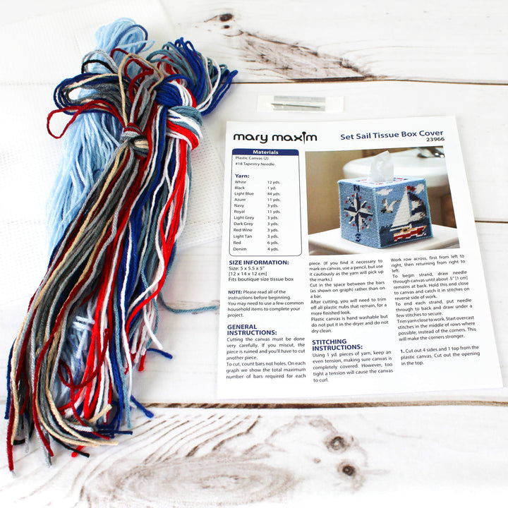 Set Sail Tissue Box Cover Plastic Canvas Kit – Mary Maxim