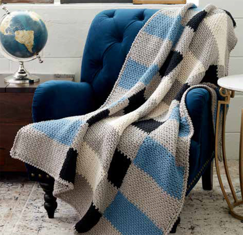 Free Big Plaid Crochet Blanket Pattern – Mary Maxim