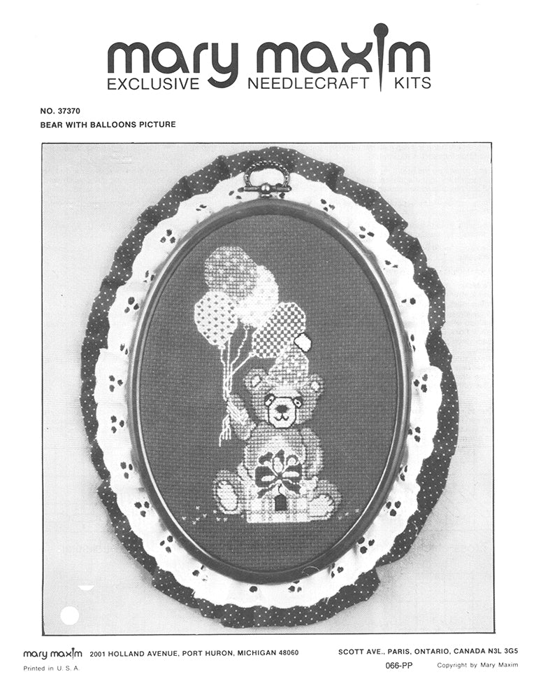 Bear with Balloons Picture Pattern – Mary Maxim