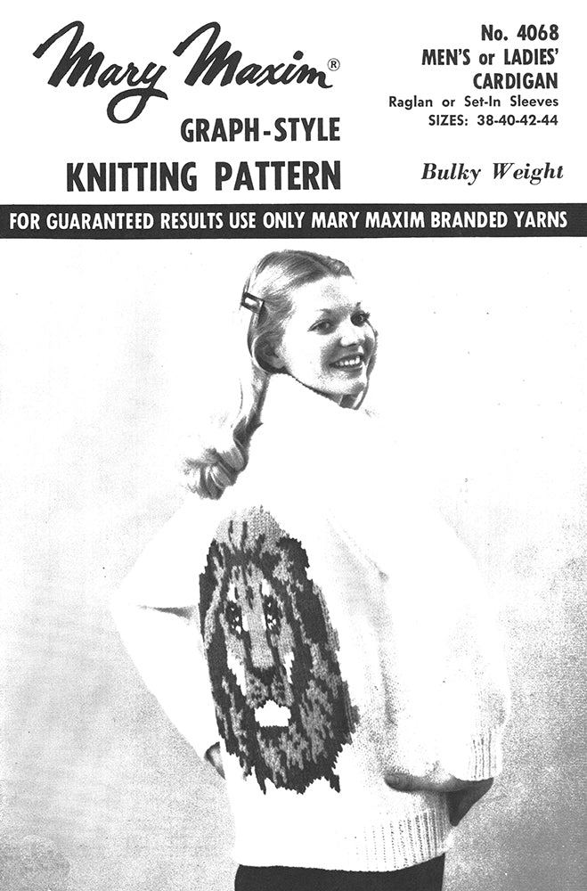 Men's or Ladies' Lion Cardigan Pattern – Mary Maxim