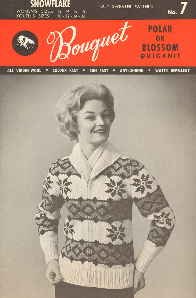 Patrón de suéter de copo de nieve – Mary Maxim