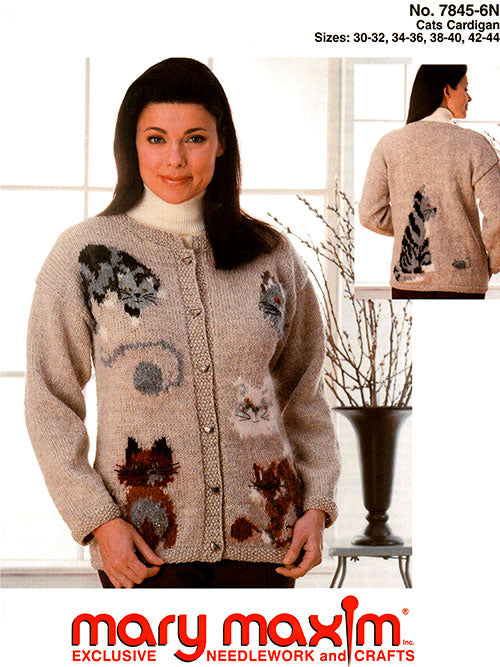 Cats Cardigan Pattern – Mary Maxim