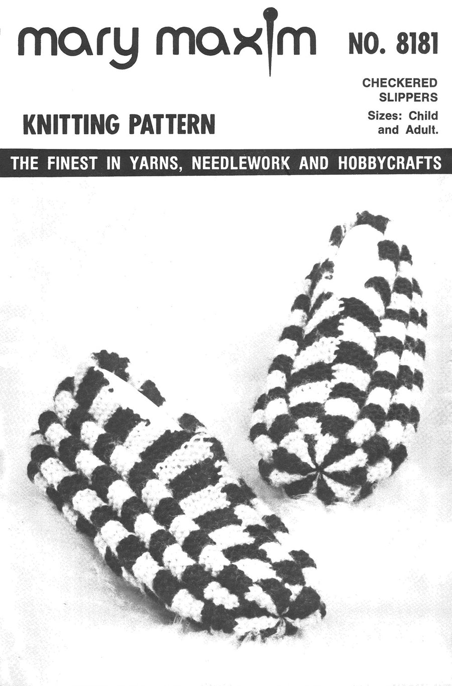 Checkered Slippers Pattern – Mary Maxim